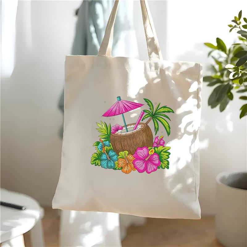 Tropical Coconut Drink Embroidery Design, Exotic Flowers Machine ...