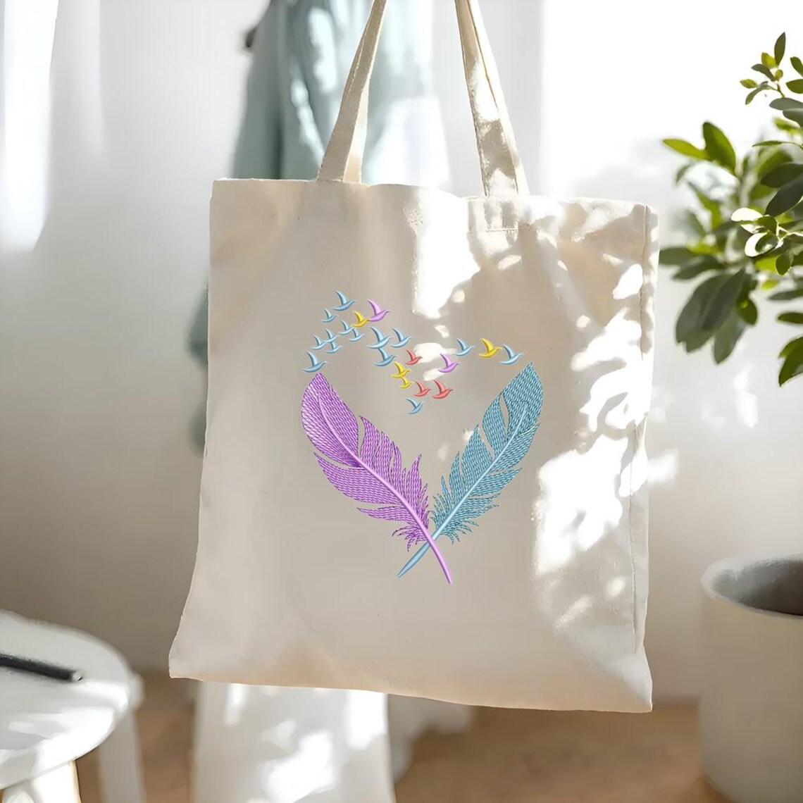 Feather and Flying Birds Embroidery Design, Heart Shape Machine ...