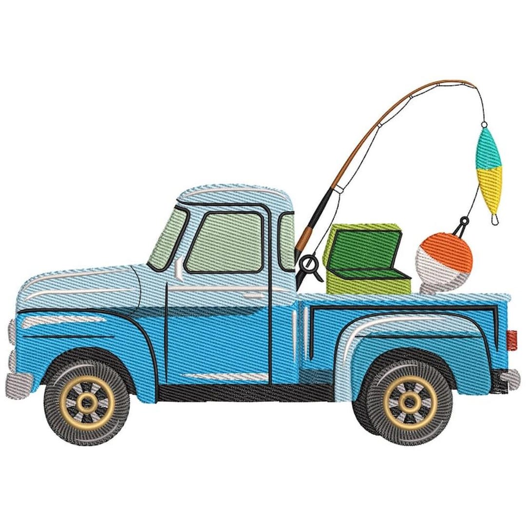 Vintage Fishing Truck Embroidery Design, Lake Life Pickup, Summer ...