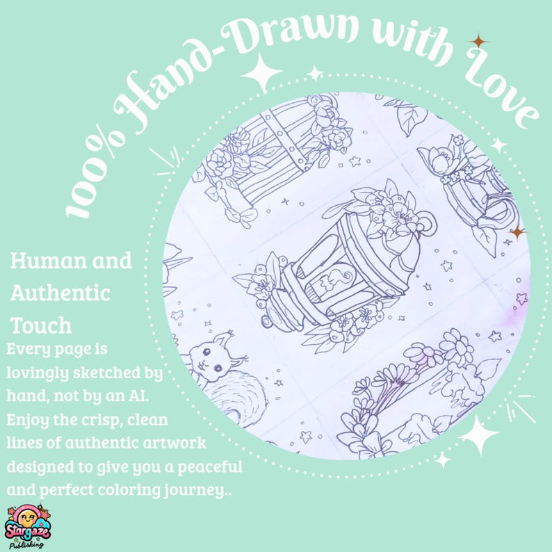 Tiny Art to Color, Handrawn Cute and Cozy Botanical Coloring Page PDF ...