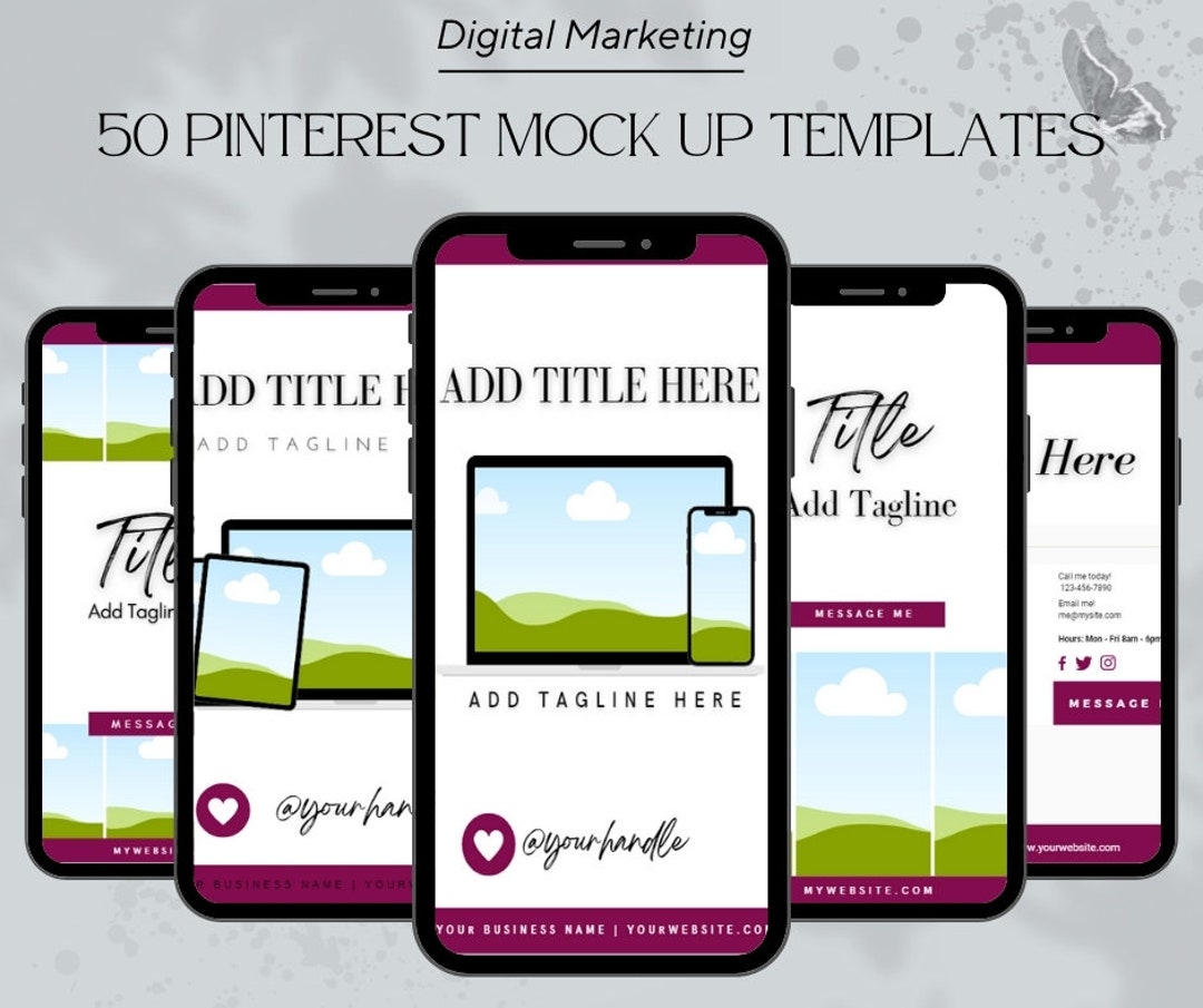 50 Pinterest Mock up Template, Digital Product Pinterest Pin Mockup ...