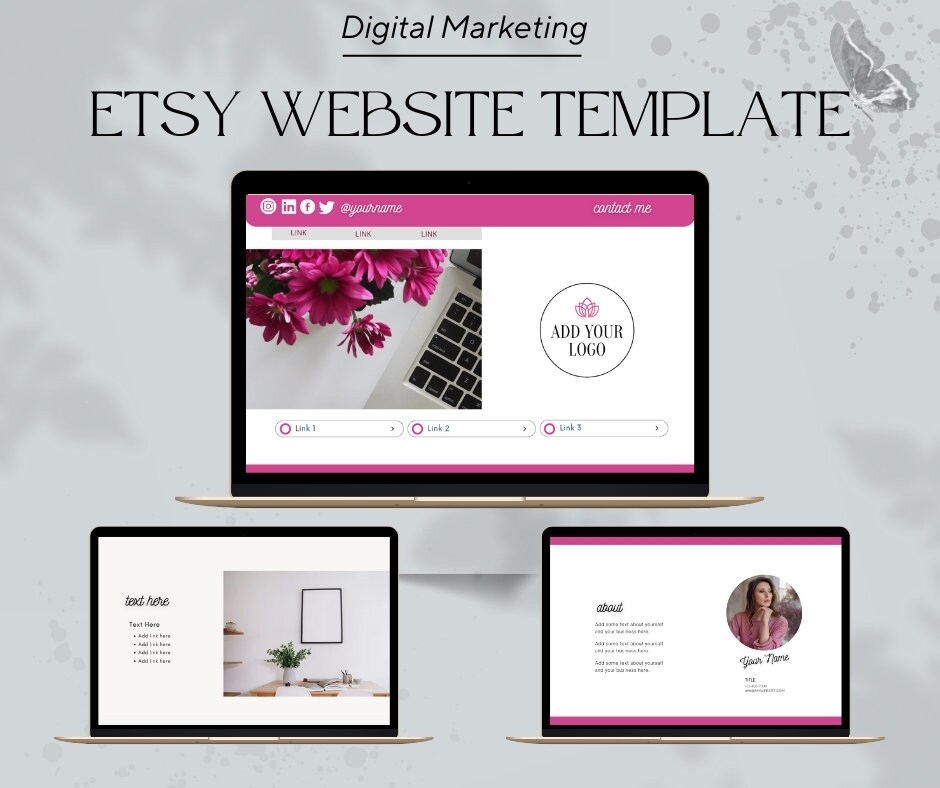 Etsy Website Template Five , Simple Website Template, Aesthetic Pink ...
