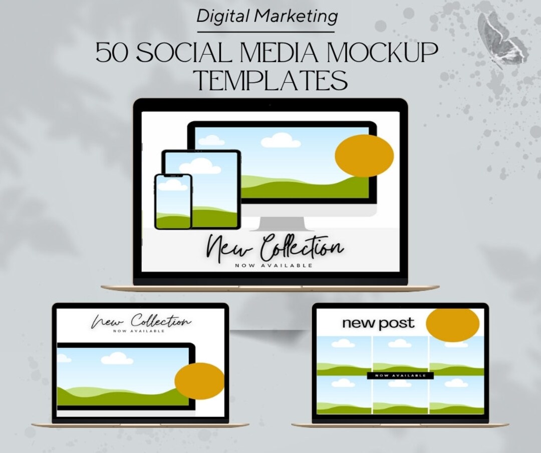 50 Social Media Mockup Templates, Digital Social Media Mockup, Social ...