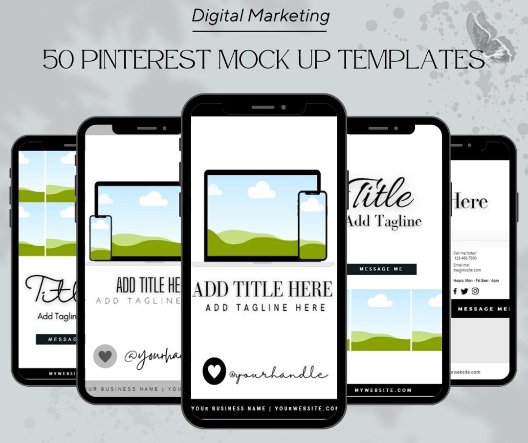 50 Pinterest Mock up Template, Digital Product Pinterest Pin Mockup ...