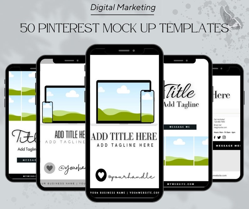 50 Pinterest Mock up Template, Digital Product Pinterest Pin Mockup ...