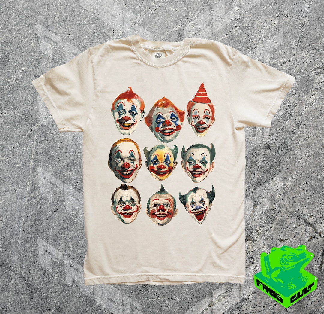 Vintage Creepy Cursed Clown Shirt, Retro 70s 60s Funny Clown Tee ...