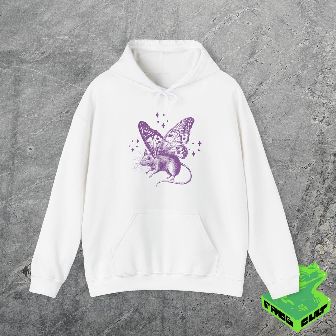Flying Rat With Butterfly Wings Y2k Hoodie, Rat in Space 90s Shirt ...