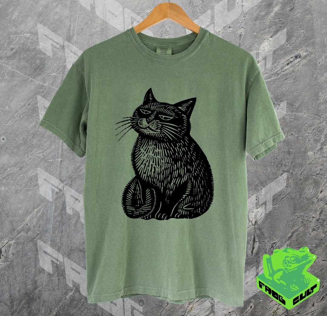 Vintage 90s Cat Shirt, Comfort Colors, Cute Retro Screen Print Cat ...