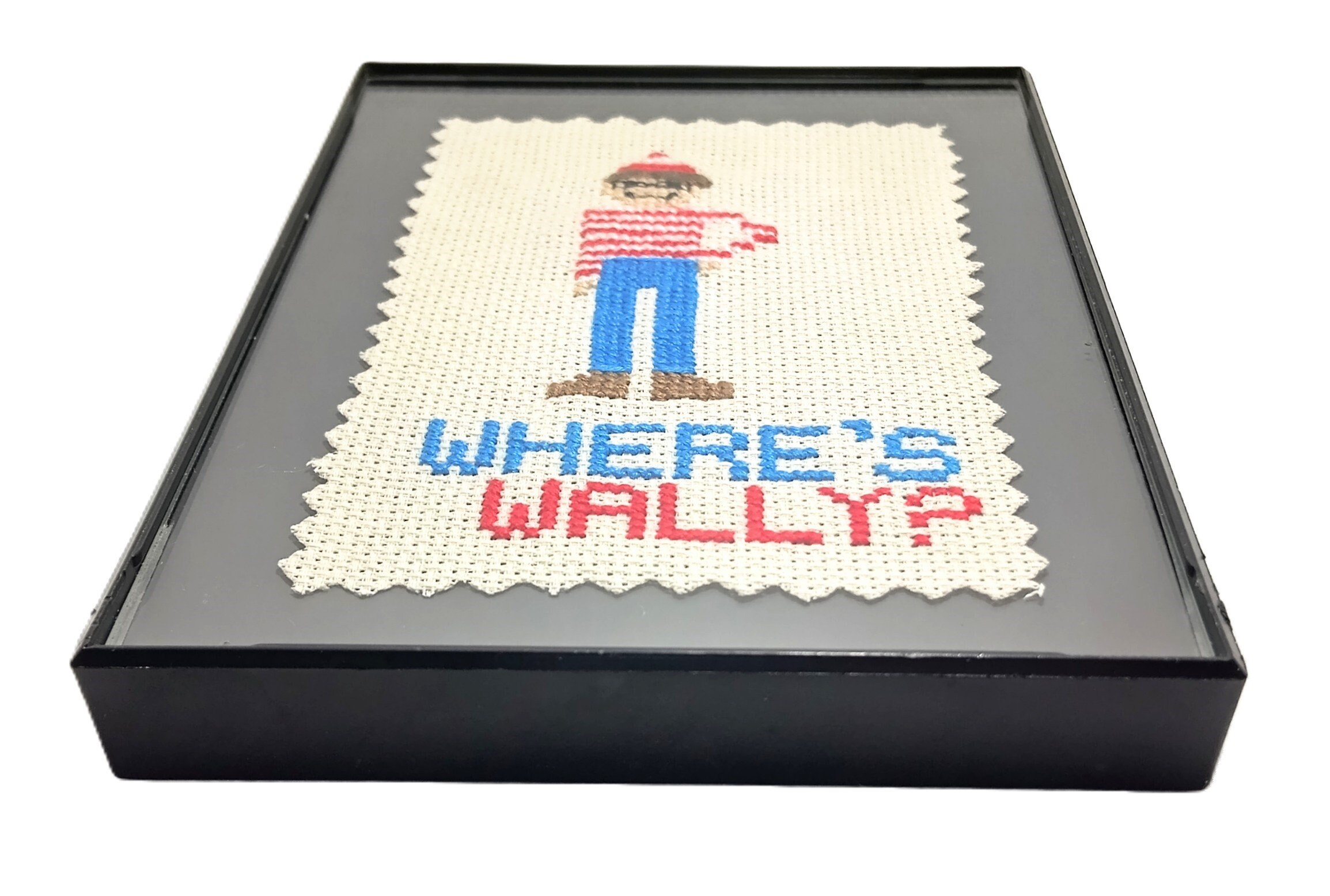 Waldo Cross Stitch Art: Framed 'where's Waldo' Funny People - Etsy