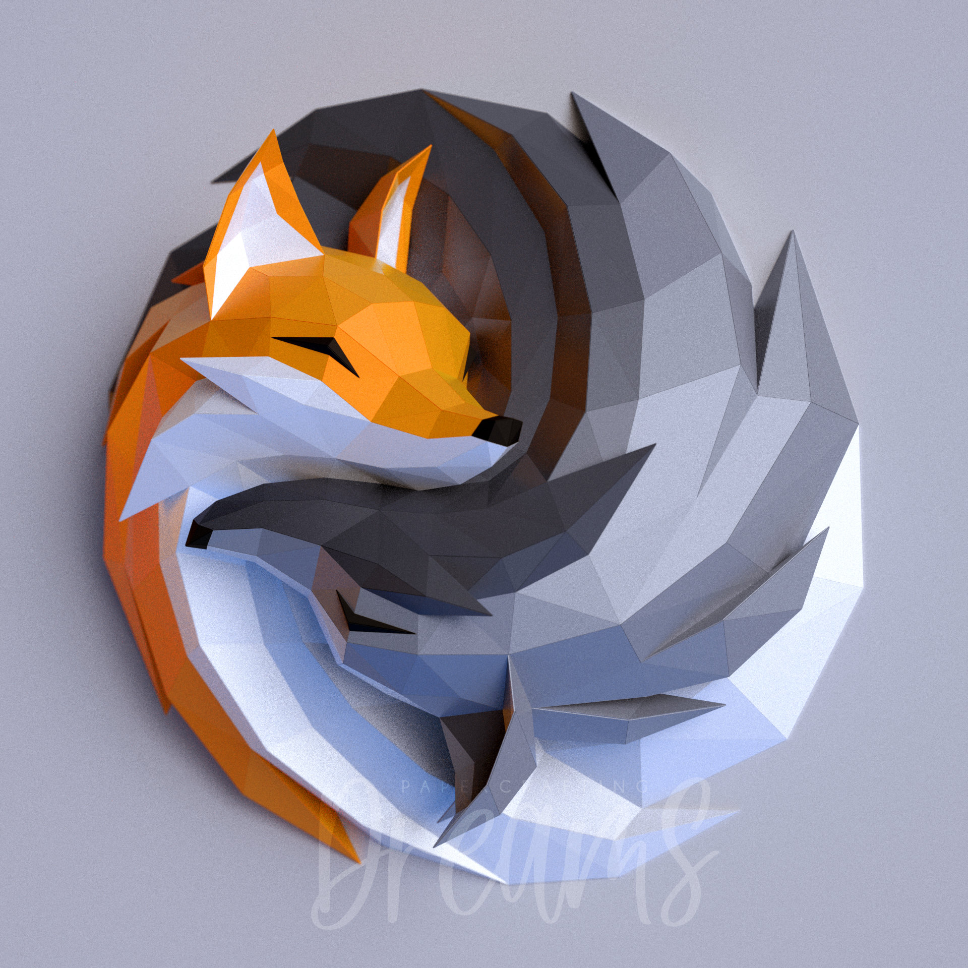 Papercraft Templates Red Fox Silver Fox Wall Model PDF SVG Dxf - Etsy