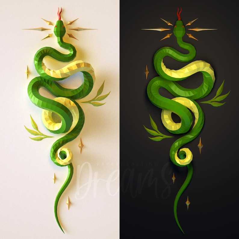 Papercraft Templates Green Wood Snake Wall Model PDF SVG DXF - Etsy