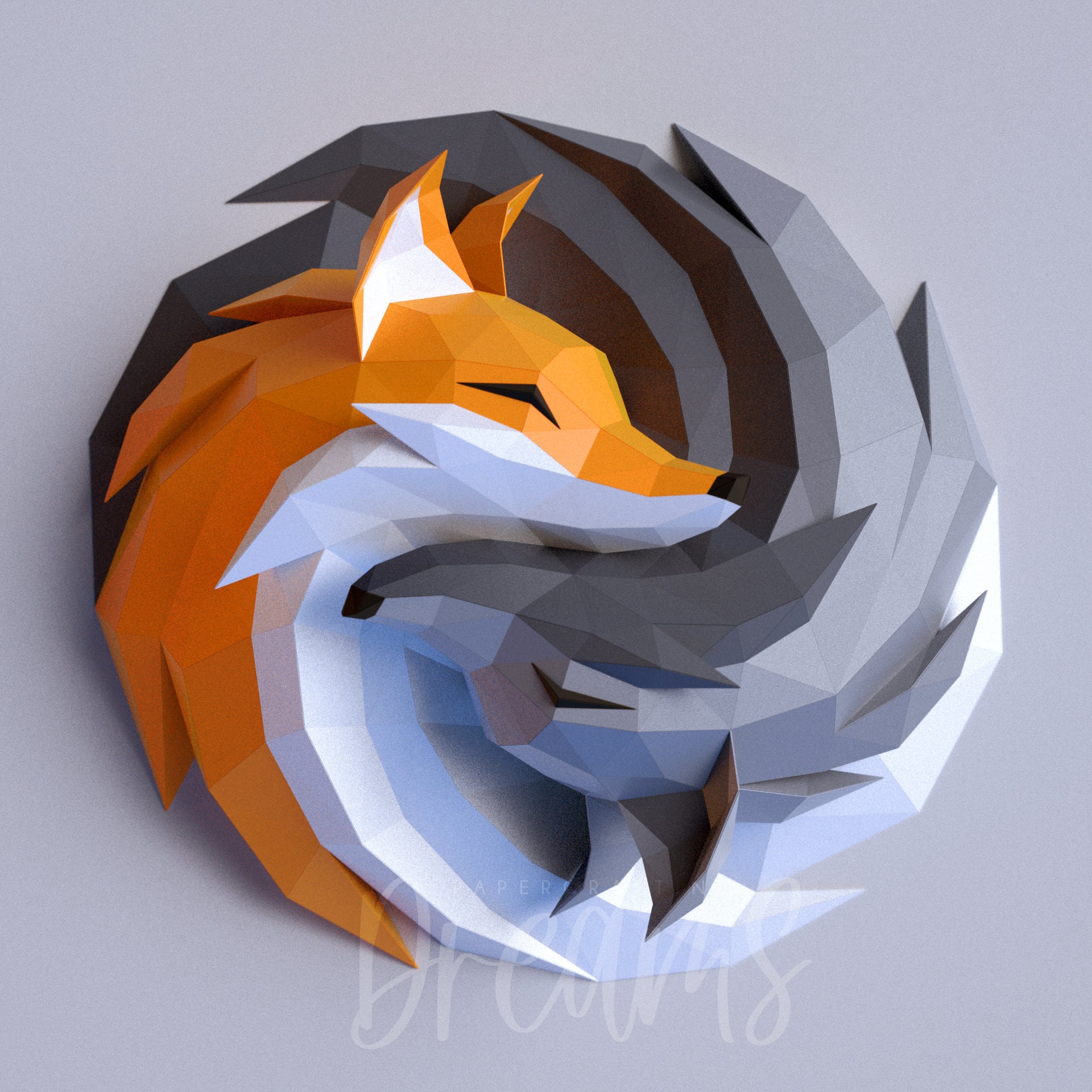 Papercraft Templates Red Fox Silver Fox Wall Model PDF SVG Dxf - Etsy