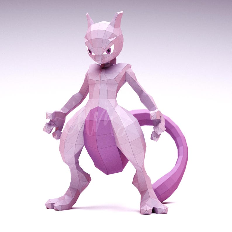 Plantillas de Papercraft Mewtwo PDF SVG DXF - Etsy México