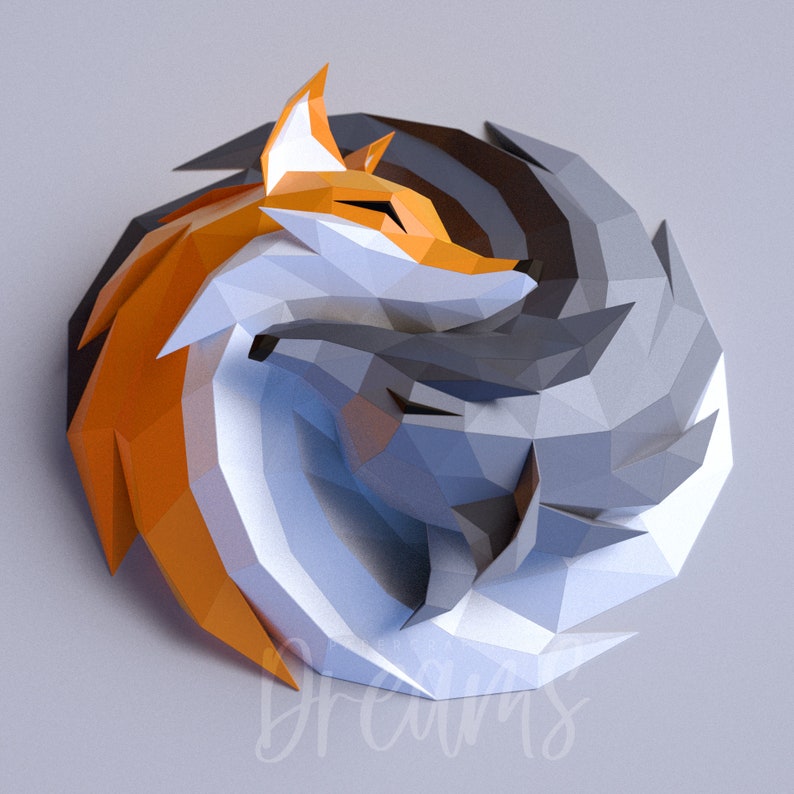 Papercraft Templates Red Fox Silver Fox Wall Model PDF SVG Dxf - Etsy