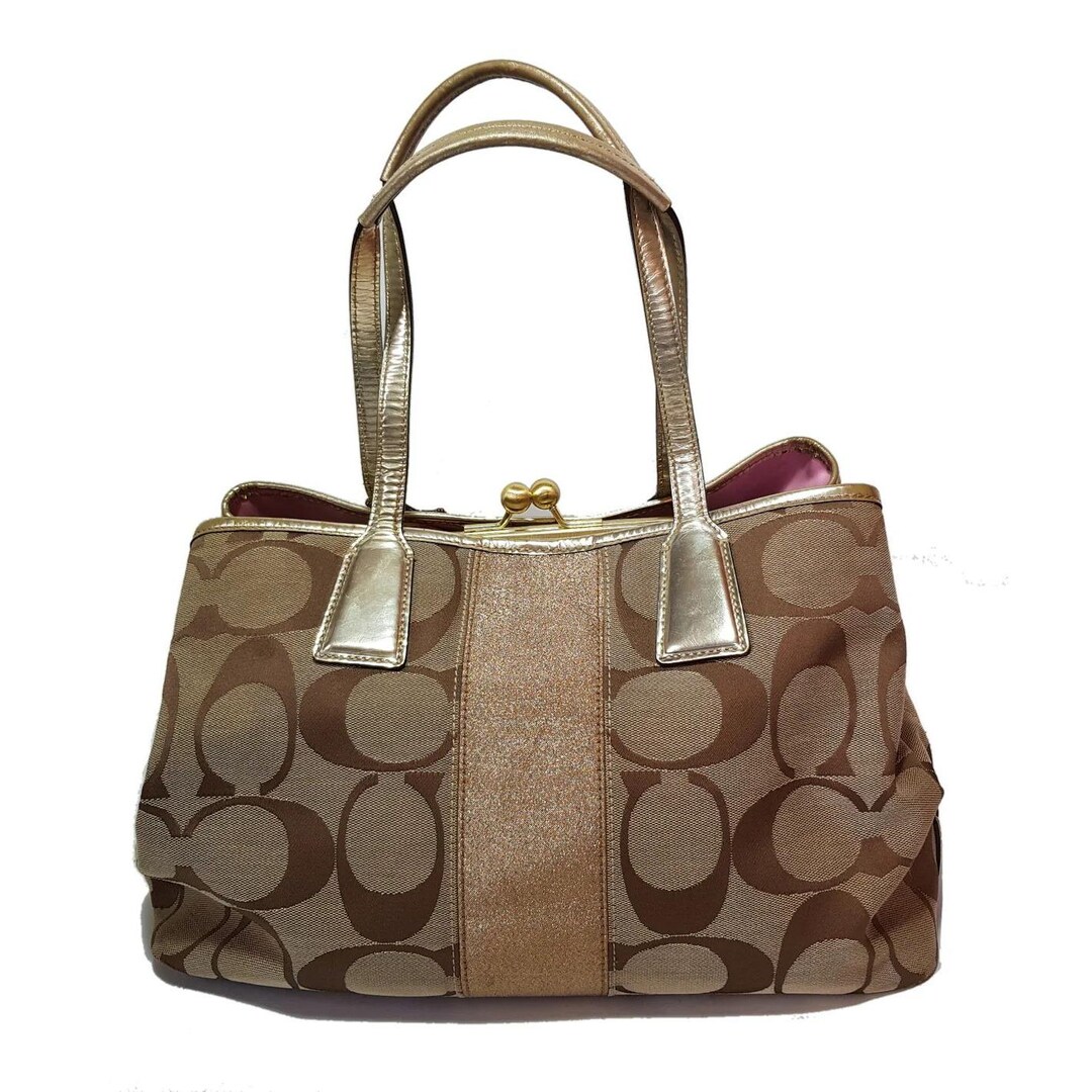 Coach Hamilton Cursive Creed Khaki Signature C Kisslock Dual Strap ...