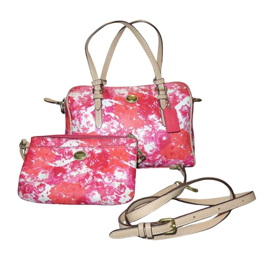 Coach Peyton Bennett Mini Leather Crossbody Satchel & Matching Floral Wristlet - Etsy