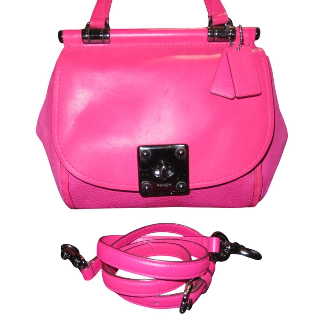 Coach Drifter Pink Mixed Leather Carryall Satchel 2 Way Crossbody ...