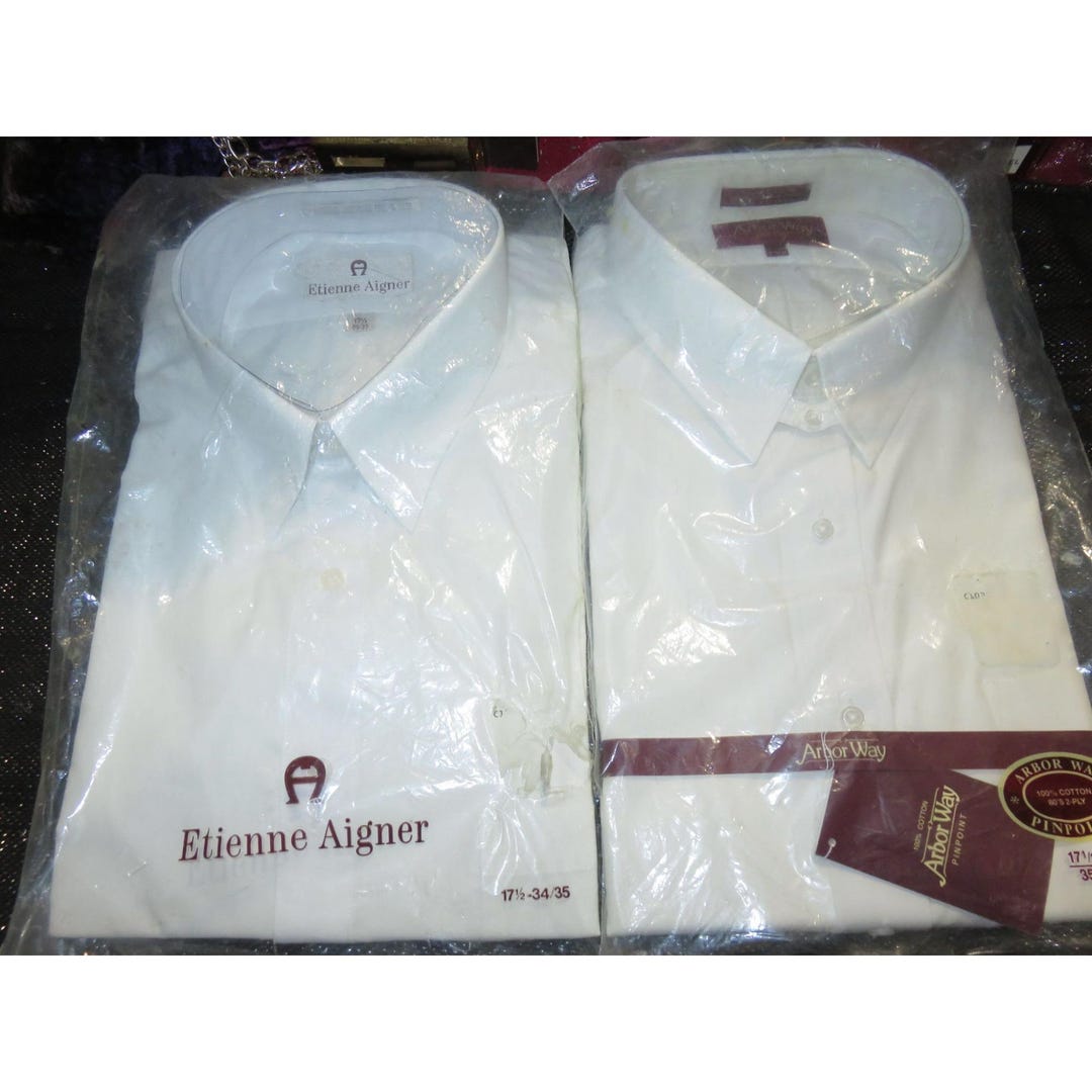 Etienne Aigner & Arbor Way White Dress Shirts Set of 2 Size 17.5 34/35 ...