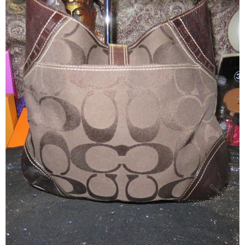 COACH Hampton Exotic Python Mixed Canvas & Leather Hobo Handbag Satchel ...