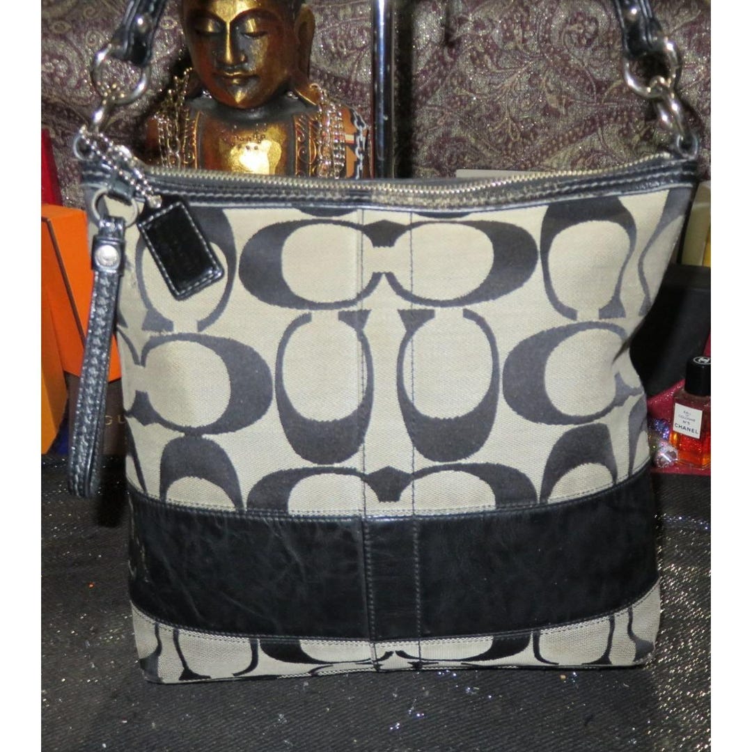 Coach Cursive Creed Limited Edition Signature Stripe Canvas & Leather ...