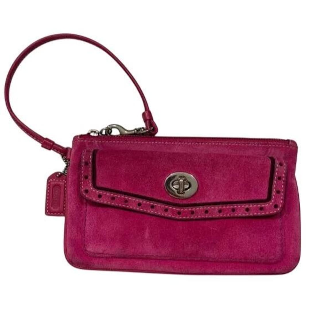 Coach Legacy Vintage 90's Suede Turnlock Wristlet in Magenta With ...