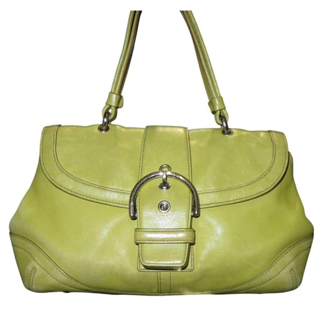 Coach 2004 Soho Y2K Lime Green Signature Sufflette Leather Buckle Flap ...