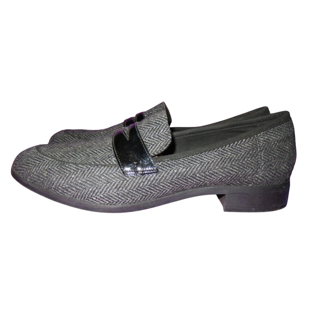 Clarks Trish Rose Grey Herringbone Full Grain Leather Chevron Patterned ...