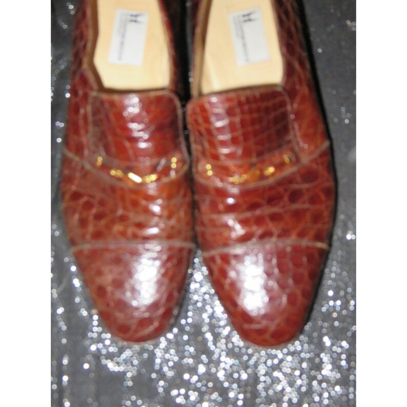 MORESCHI of Italy Genuine Croc Embossed Leather Oxford Loafers Dress ...