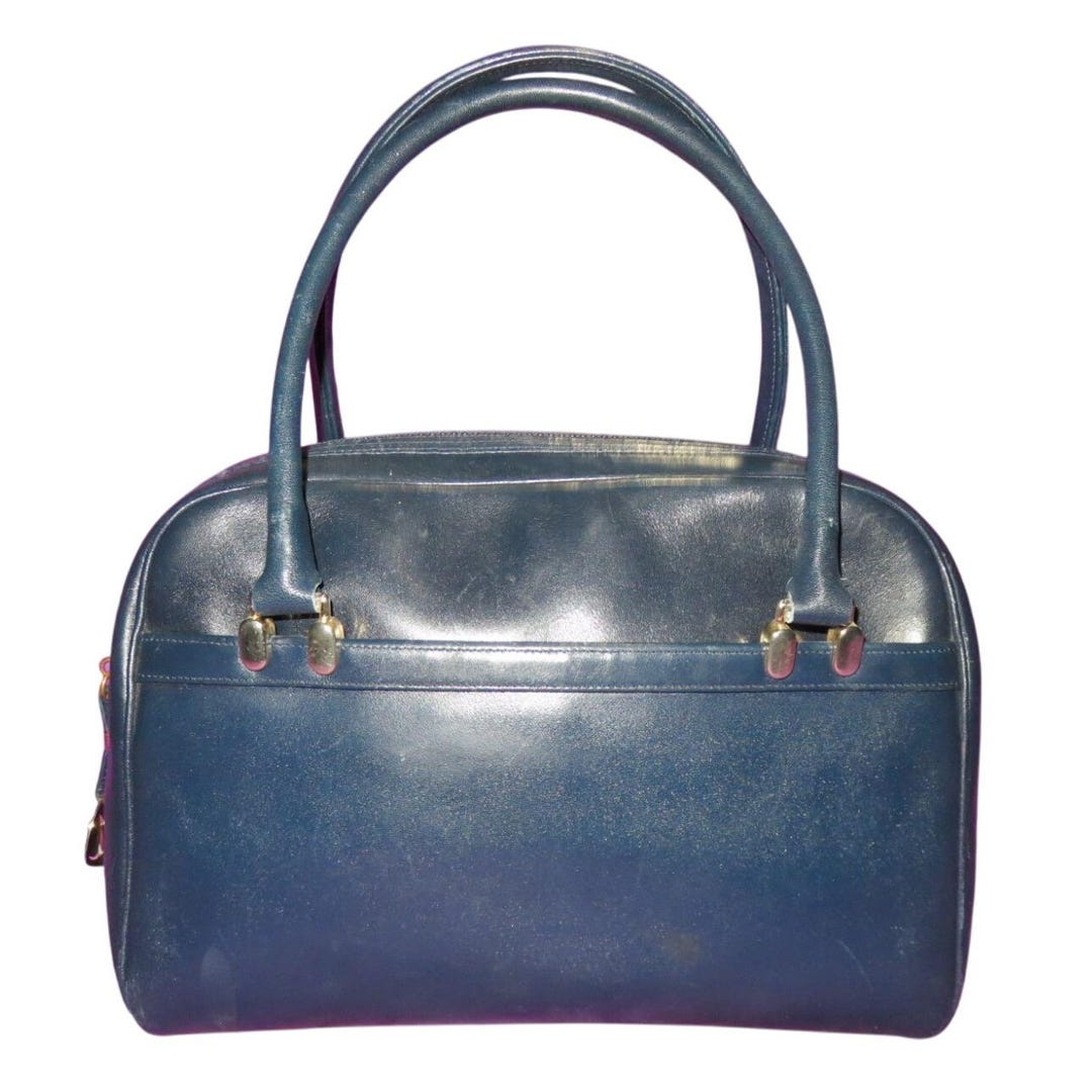 Morris Moskowitz Vintage Blue Leather Boston Bag With Charms - Etsy