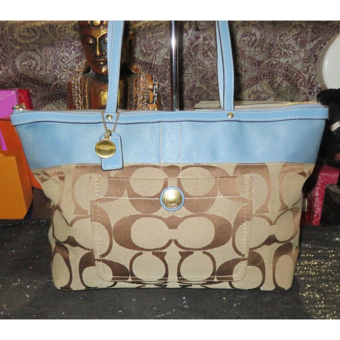 Coach Cursive Creed Limited Edition Signature Stripe Canvas & Leather ...