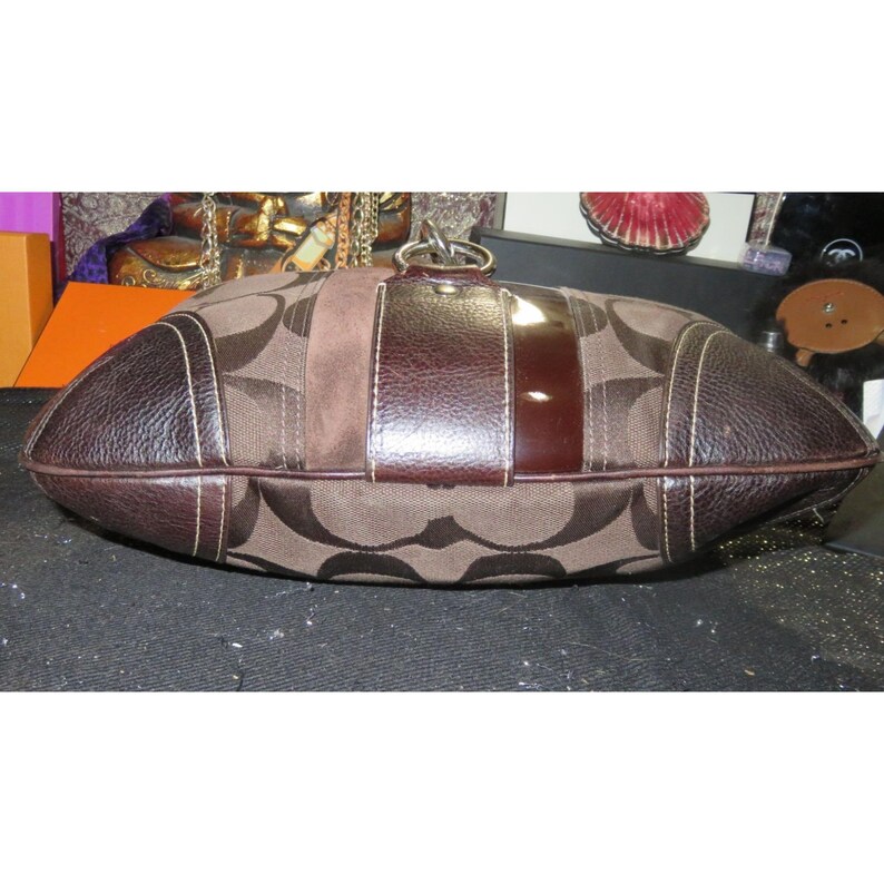 COACH Hampton Exotic Python Mixed Canvas & Leather Hobo Handbag Satchel ...