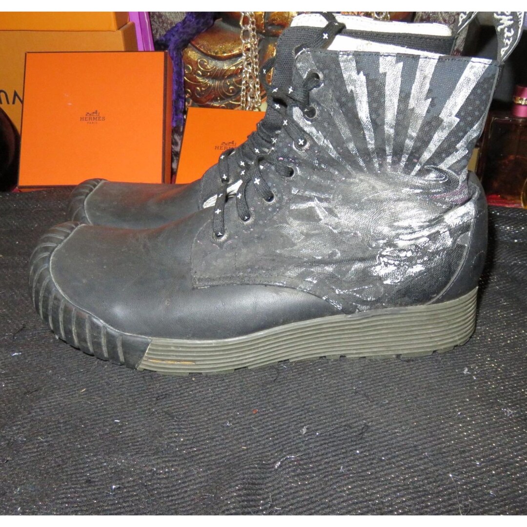 Dr. Martens Doc Marten Black Skull Tattoo Leather Canvas Lace up Ankle ...