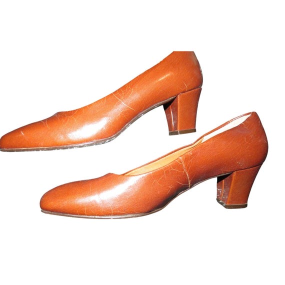 Red Cross Shoes Vintage Leather Pumps size 7.5 in Bur… - Gem