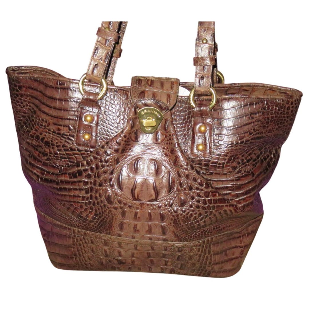 Brahmin Truffle Melbourne Collection Medium Asher Croc Embossed Leather ...