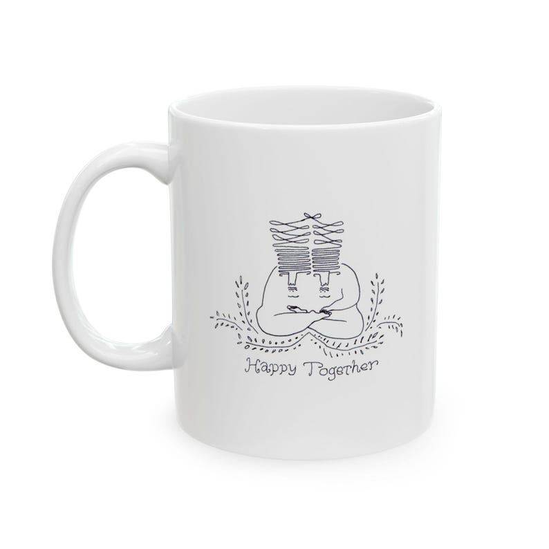 Abstract "happy Together" Line Art Mug | Minimalist Human Connection ...