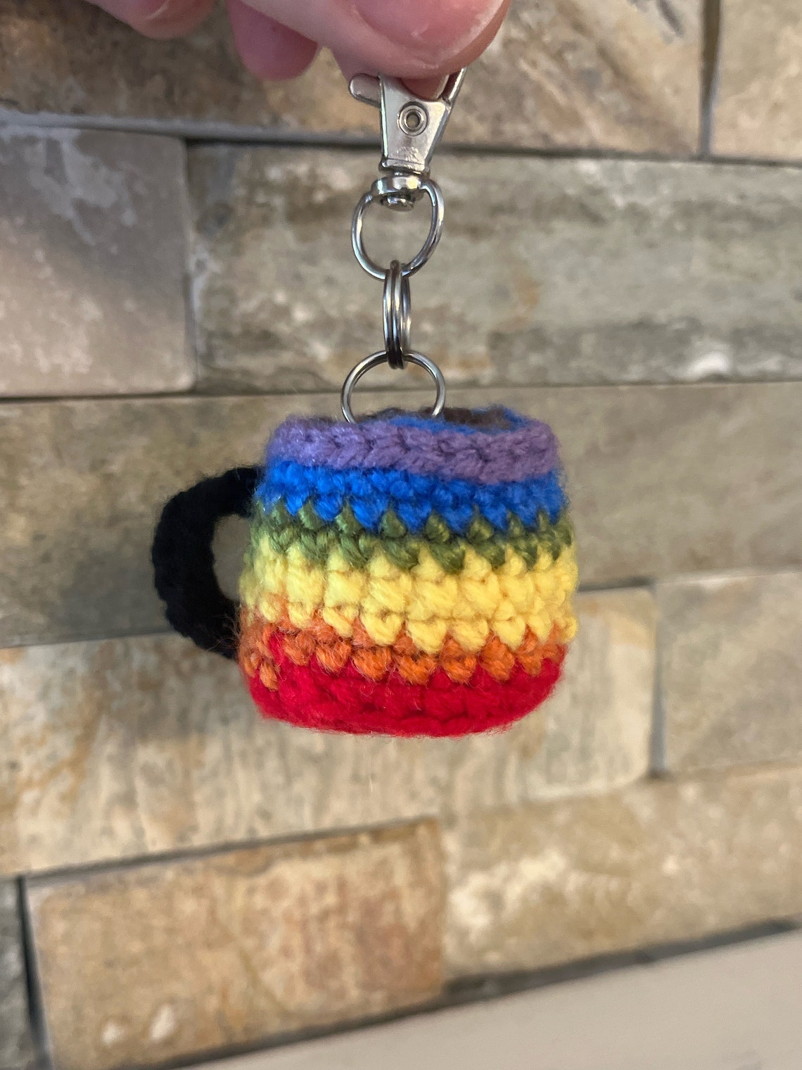 Gay Pride Flag Coffee Cup Crochet Amigurumi Keychain - Etsy
