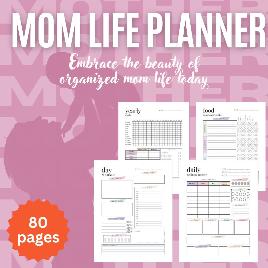 MOM Life Planner Template - Printable - Instant Download - 80 Pages - a ...