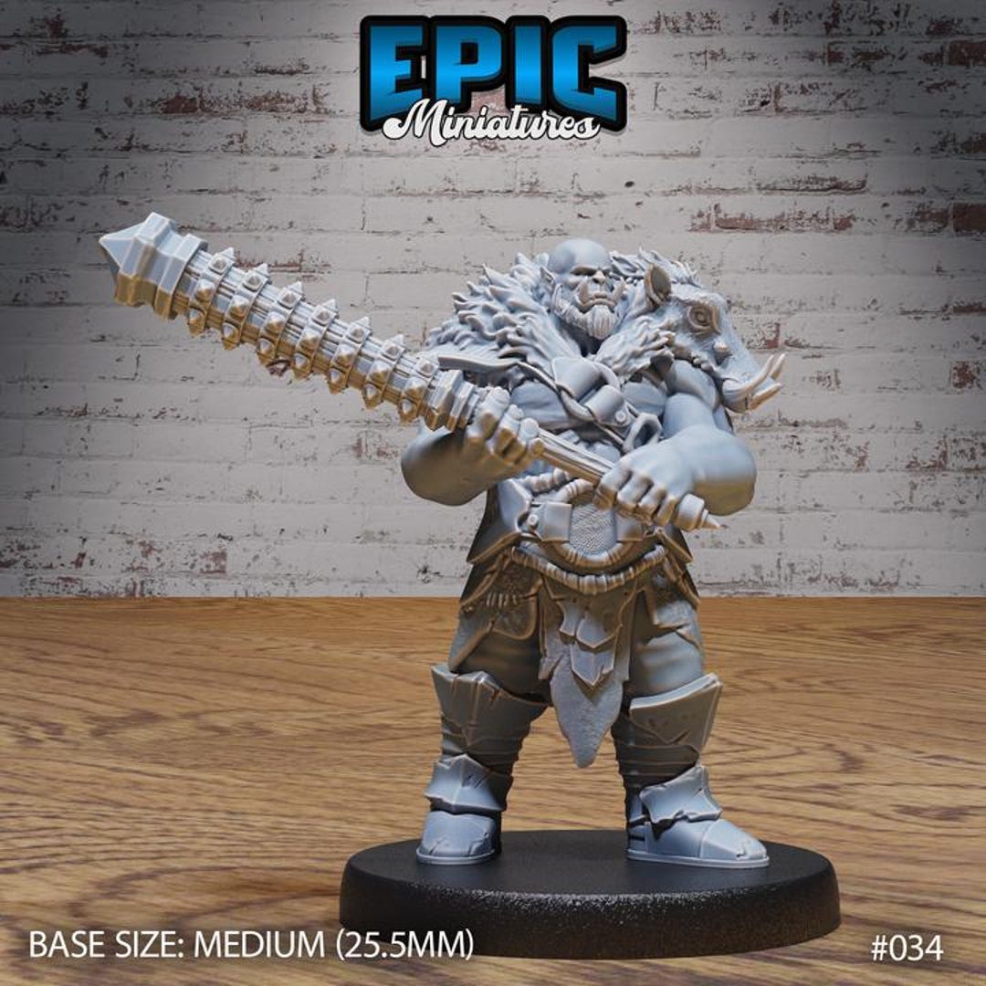 Orc With Mace 3D Print - Etsy
