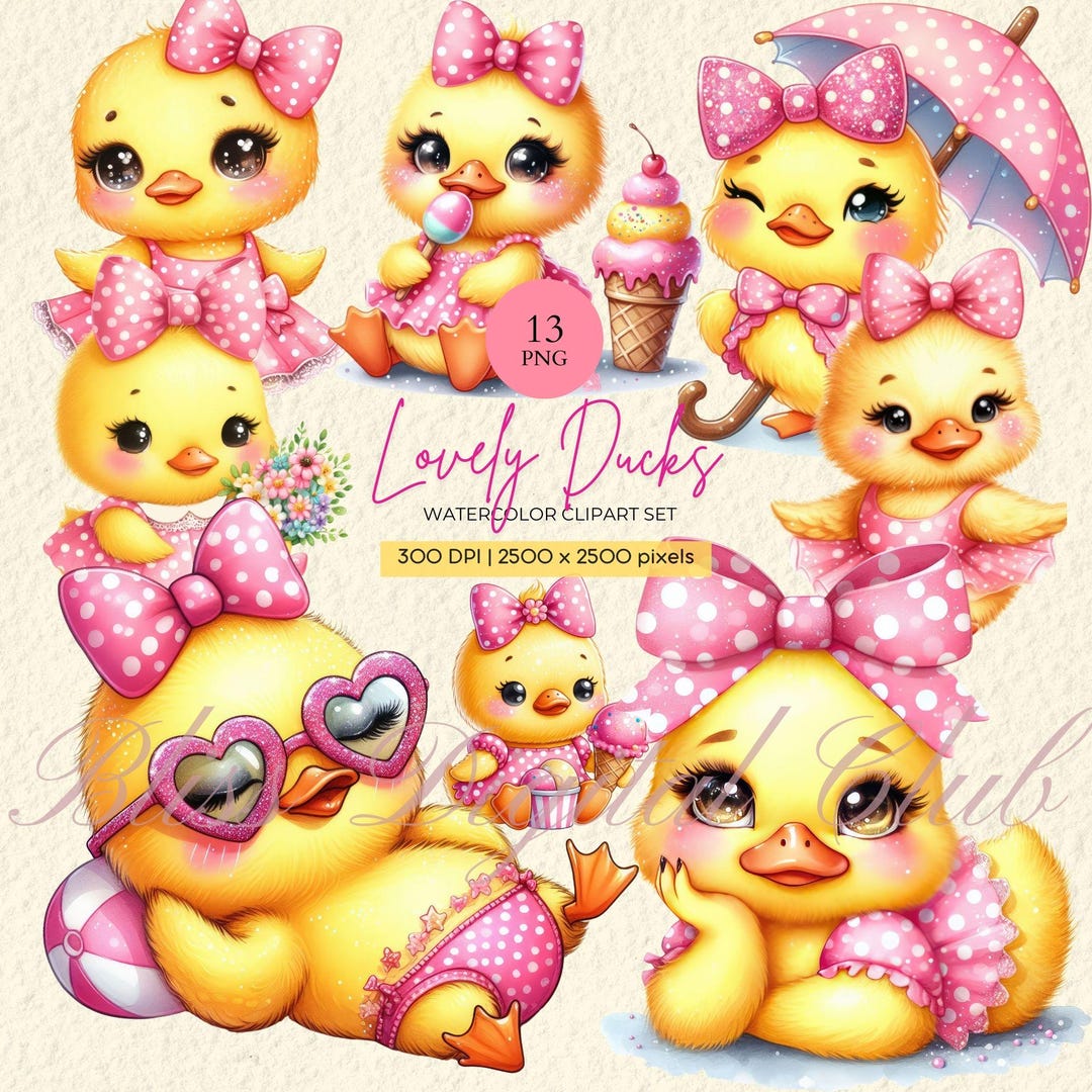 Watercolor Lovely Ducks, Cottagecore Clipart PNG, Cottage Living ...