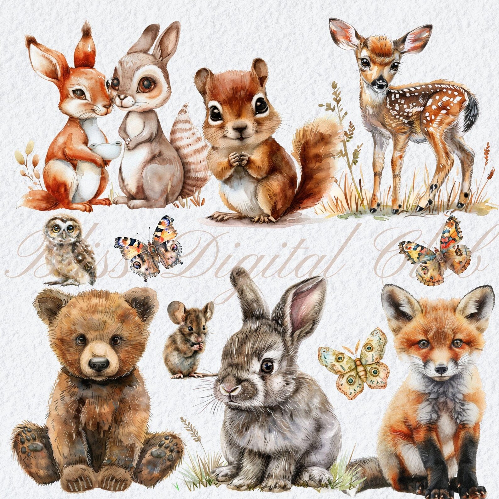 Watercolor Woodland Nursery, Cottagecore Clipart Png, Cottage Living ...