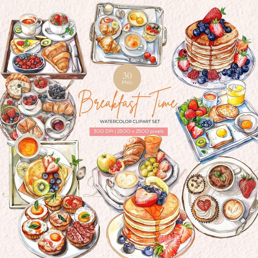 Watercolor Breakfast Time, Cottagecore Clipart Png, Cottage Living ...
