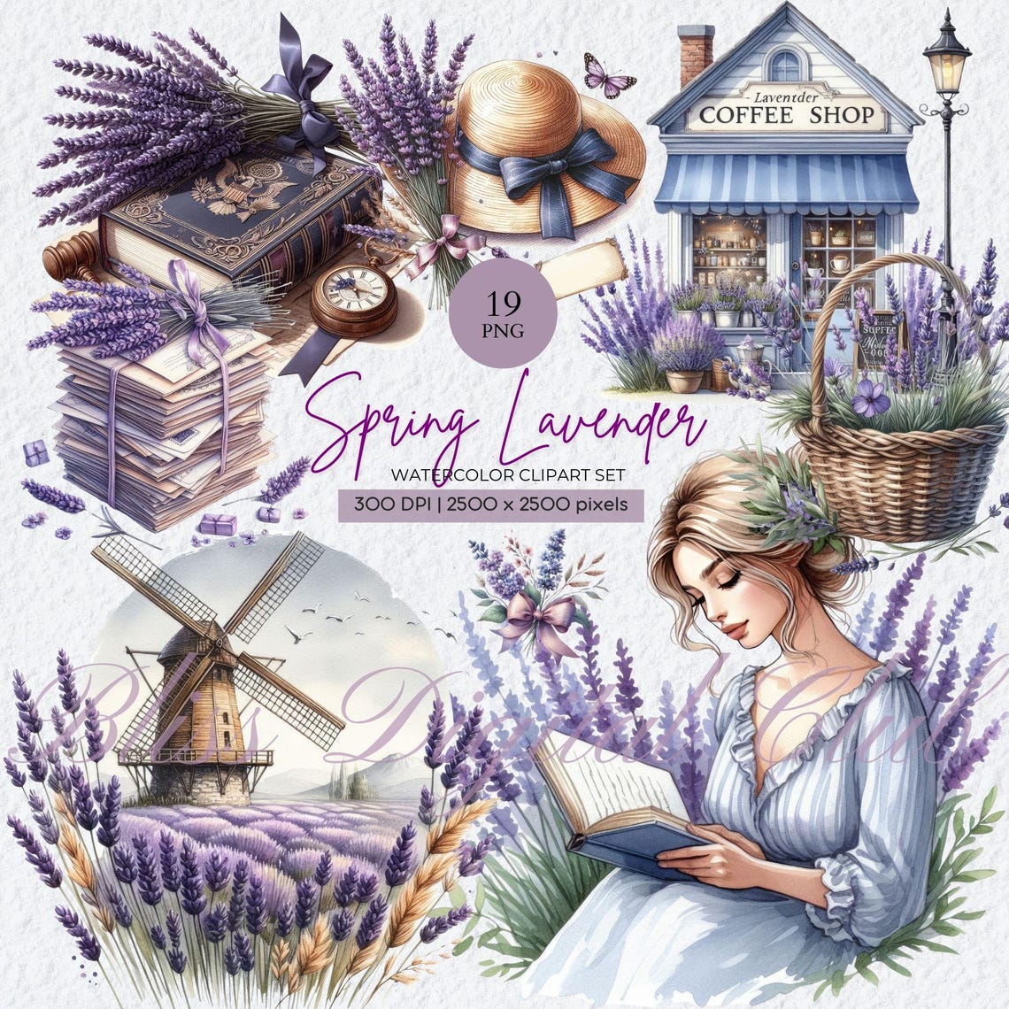 Watercolor Spring Lavender, Cottagecore Clipart PNG, Cottage Living ...