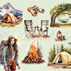 Watercolor Camp Adventure, Cottagecore Clipart Png, Cottage Living ...