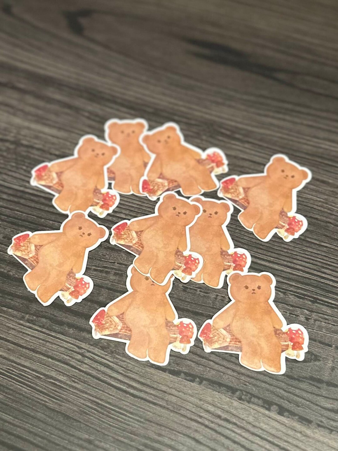 GRADE B Cute Worrying Bear Die-cut Sticker Laminated Glossy Sticker ...