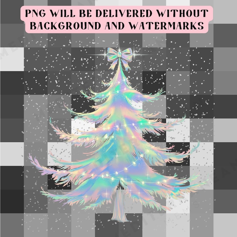 Iridescent Christmas Tree PNG, Sparkling Xmas Tree Digital Download ...