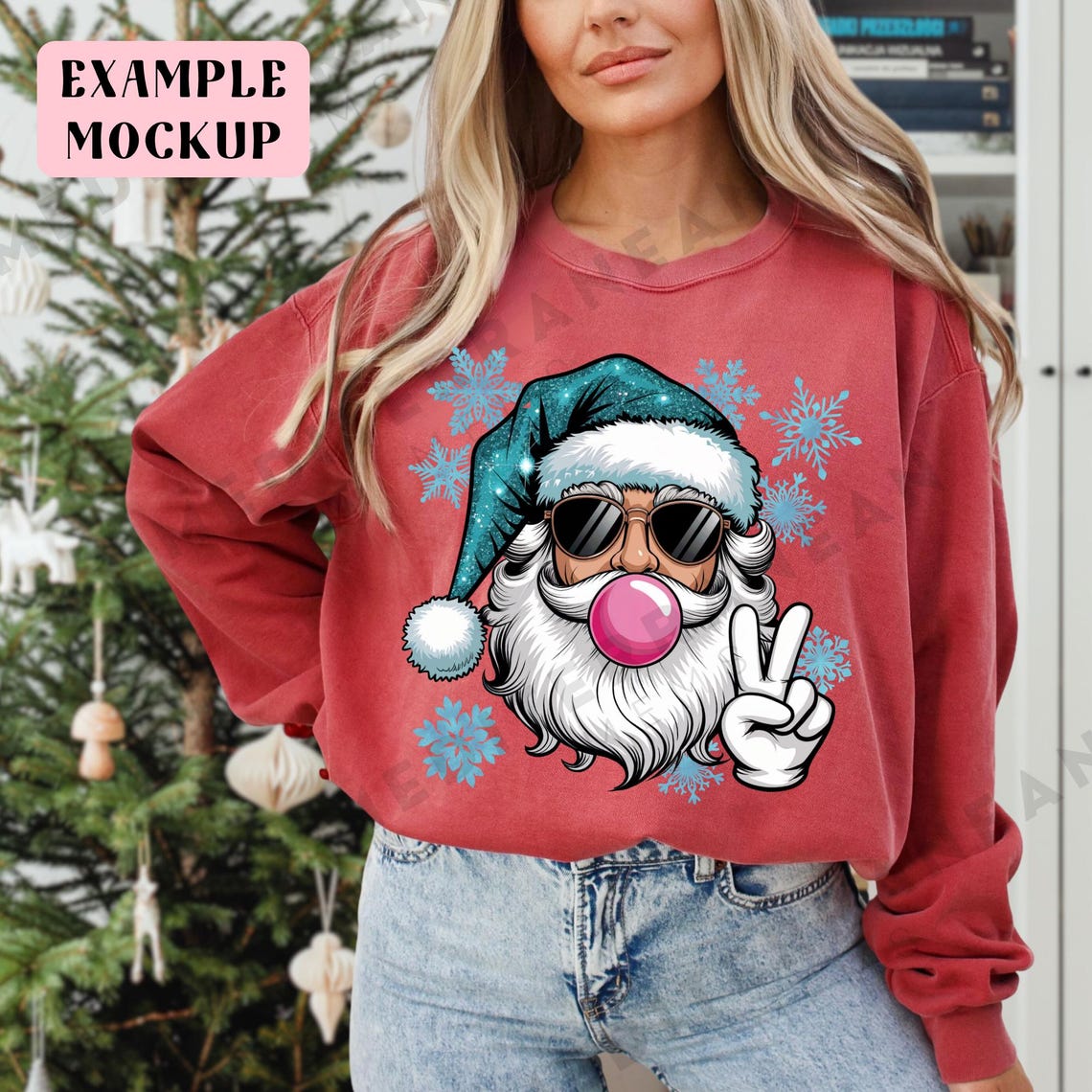 Glitter Teal Santa Bubble Gum PNG, Sparkling Santa Claus Digital ...