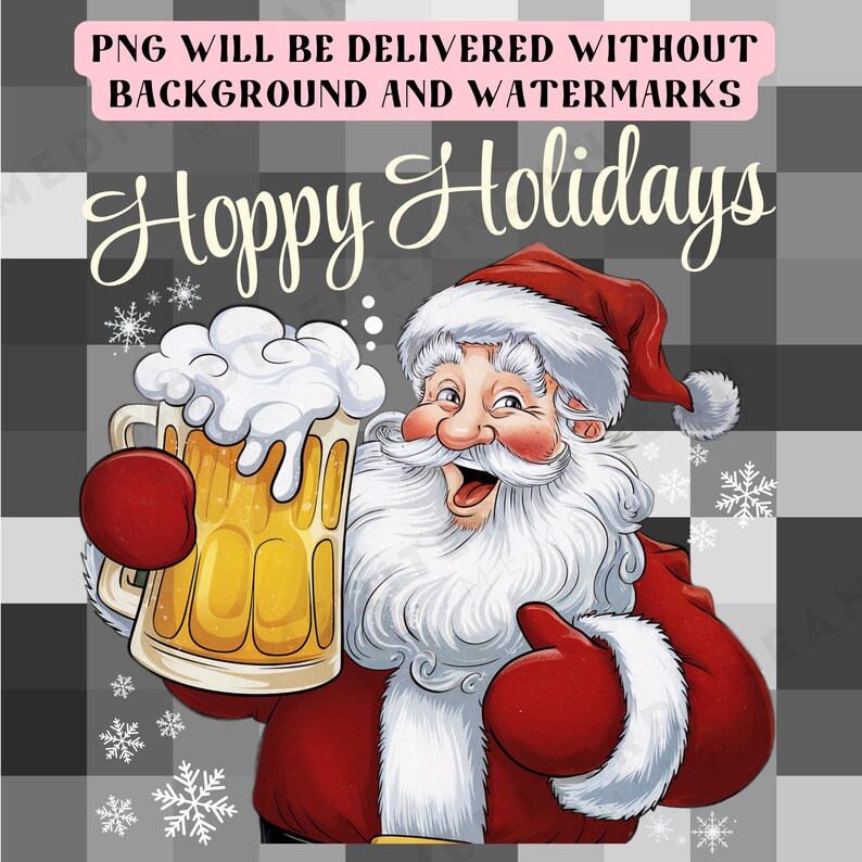 Hoppy Holidays Santa Beer PNG, Funny Ugly Christmas Sweater Design ...