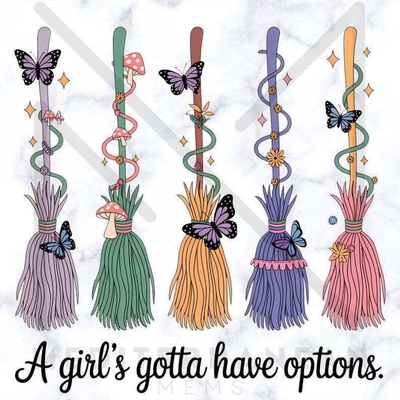 6 Pngs A Girl's Gotta Have Options Witch Broom, Girly Halloween Design ...