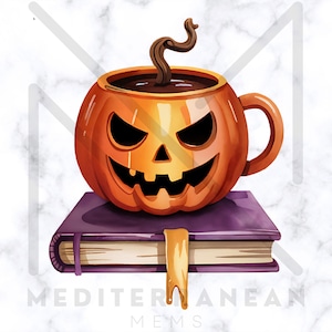 8 Bookish Halloween Clipart, Cutesy Halloween Design, Reading Book ...