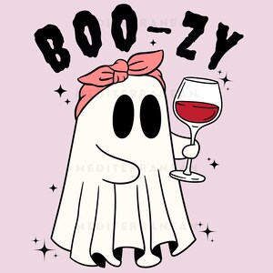 Boozy Ghost Wine Halloween PNG, Halloween Ghost Digital Art, Funny ...
